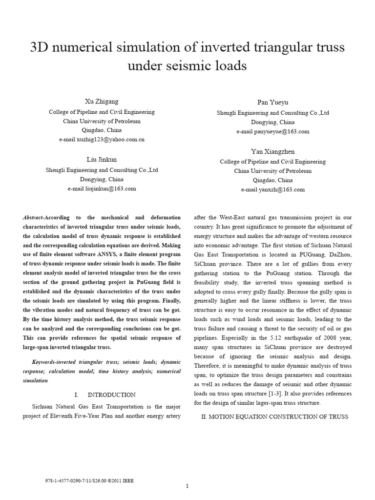 3D Numerical Simulation of Inverted Triangular Truss Under Seismic Loads | PDF | Truss | Normal Mode