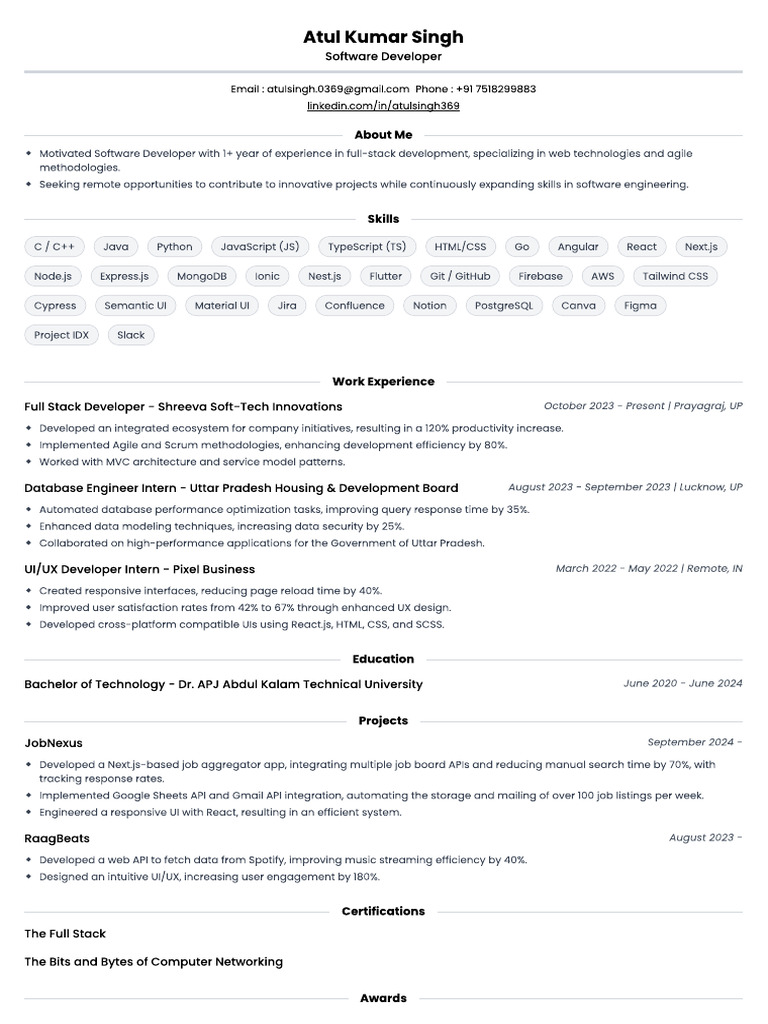 Atul Kumar Singh - Resume | PDF
