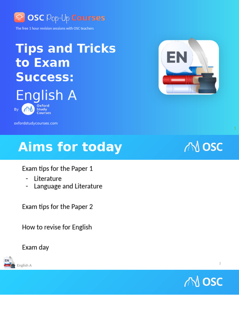 Tips and Tricks To Exam Success English A - Template 2024 | PDF | Narrative