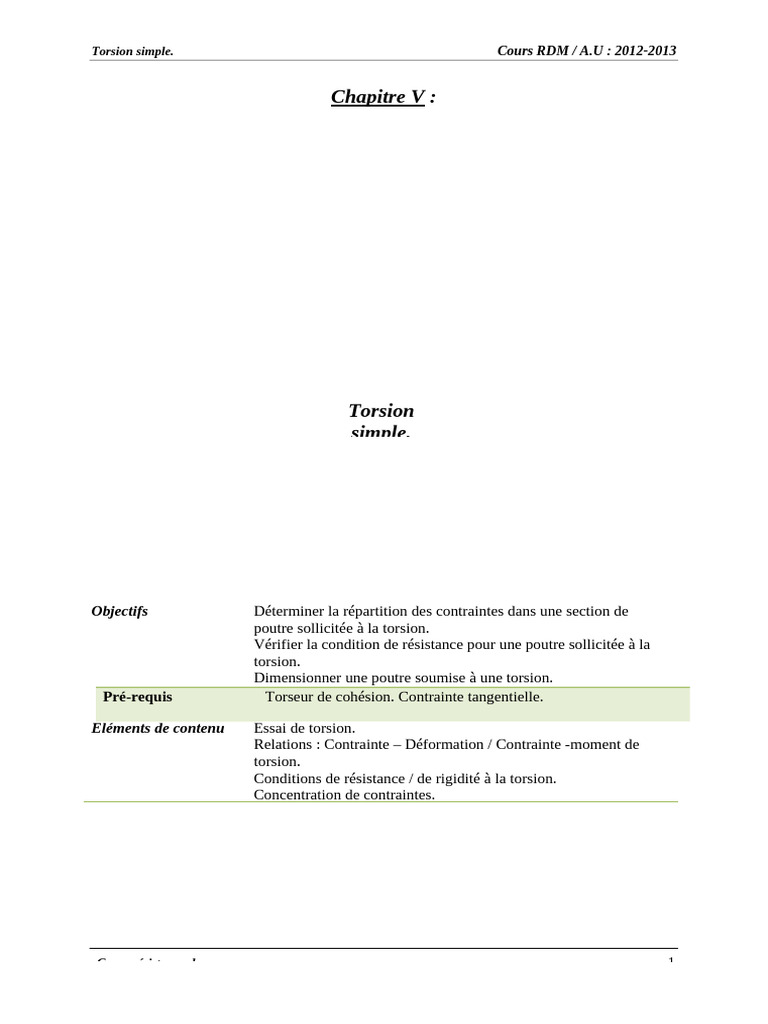Chapitre 5 Torsion Simple924 | PDF | Résistance des matériaux ...