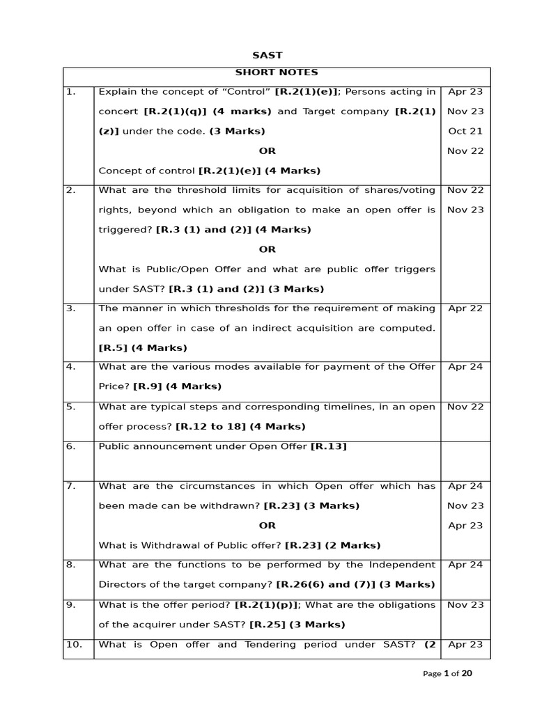 1 Sast Completed Pdf Securities Finance Stocks