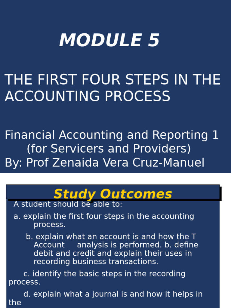 First Four Steps in Accounting Process | PDF | Debits And Credits ...