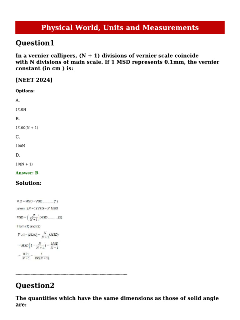 Physics Py of Unit and Measurment | PDF