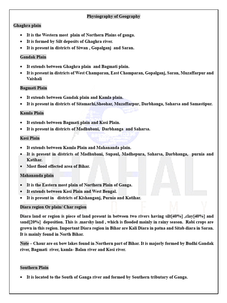 Physiography and Plains of Bihar | PDF | Physical Geography | Earth ...