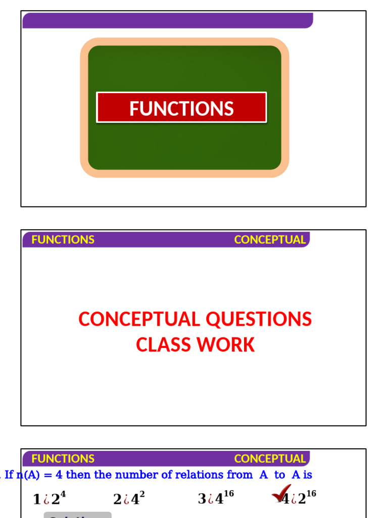 Maths XI - Functions - Conceptual Questions Class Work | PDF | Function ...