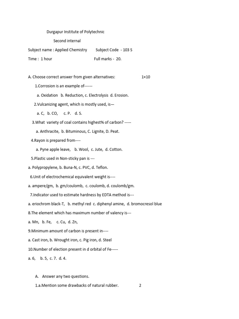 Applied Chemistry | PDF | Teaching Methods & Materials