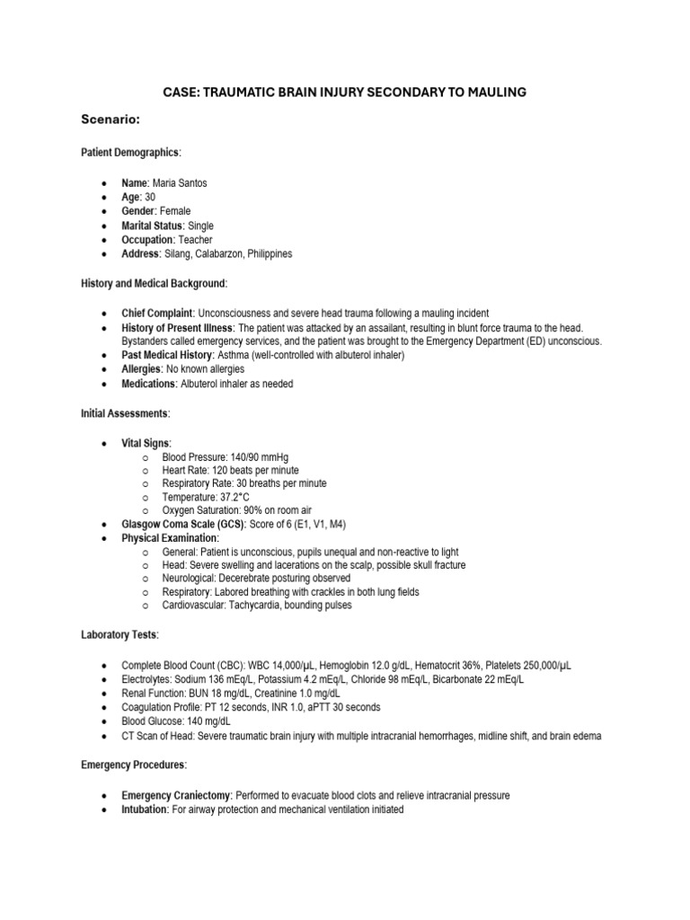 Traumatic Brain Injury from Mauling Incident | PDF | Traumatic Brain ...