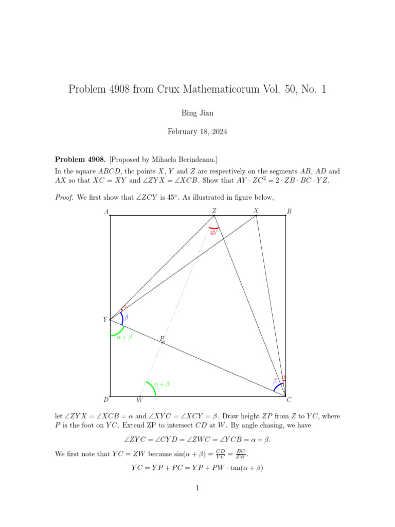 Problem 4908 From Crux Mathematicorum Vol. 50, No. 1 | PDF
