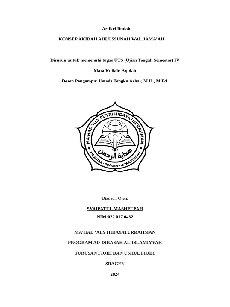 Konsep Akidah Ahlussunnah Wal Jama'ah | PDF | Sains & Matematika ...