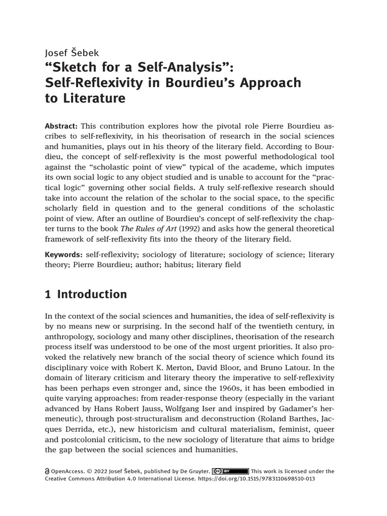 Self-reflexivity | PDF | Reflexivity (Social Theory) | Sociology
