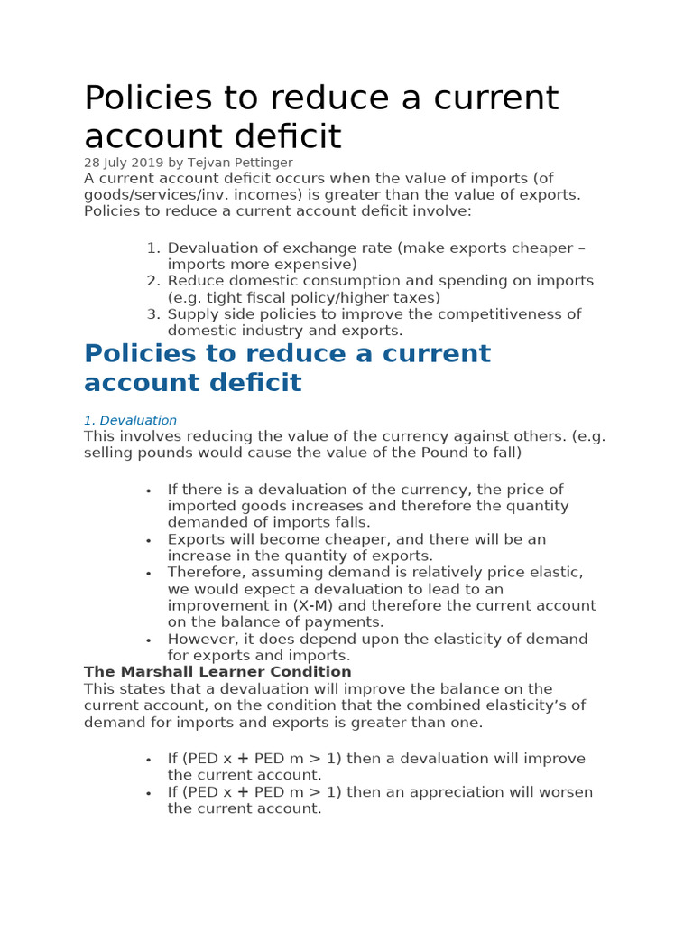 Economic Strategies for Deficit Reduction | PDF | Devaluation | Fiscal ...