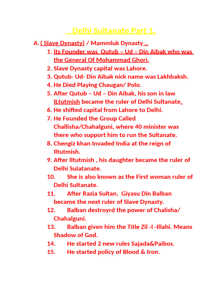 Delhi Sultanate Part 1 | PDF