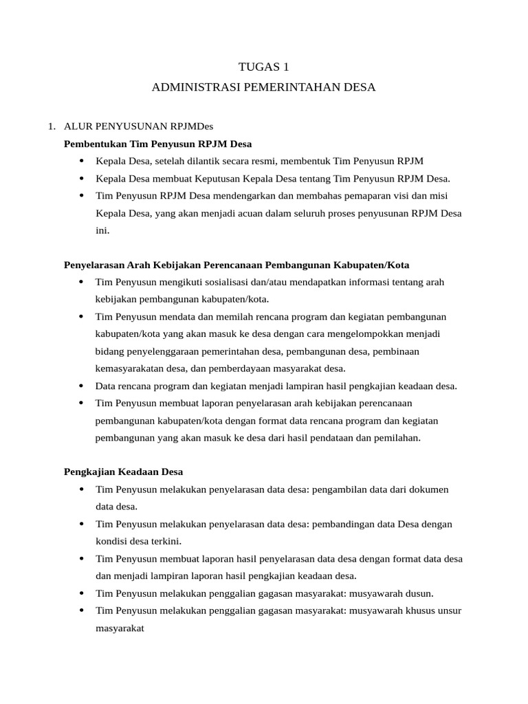 Tugas 1 Administrasi Pemerintahan Desa | PDF | Karier & Perkembangan