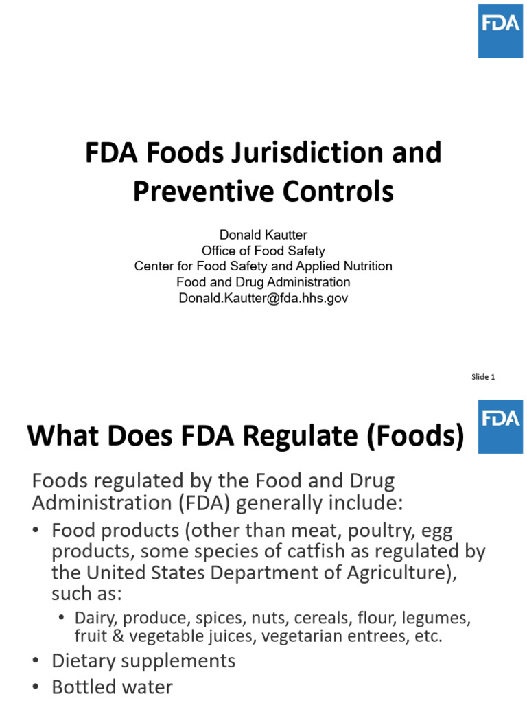 Fda Foods Jurisdiction and Preventive Controls | PDF | Hazard Analysis ...