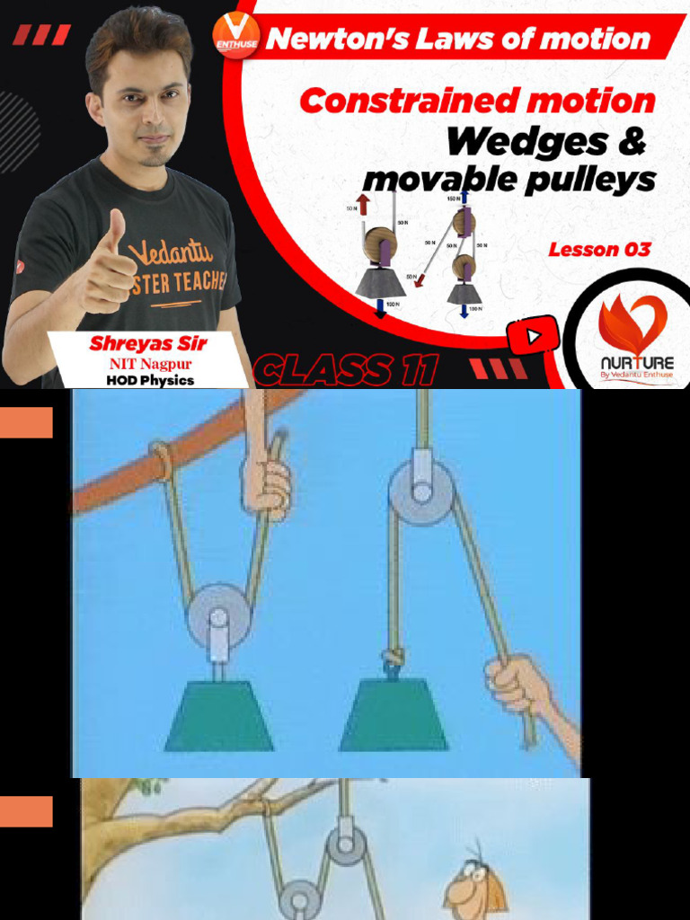 03 Constrained Motion (Wedges & Movable Pulleys) | PDF | Force | Velocity