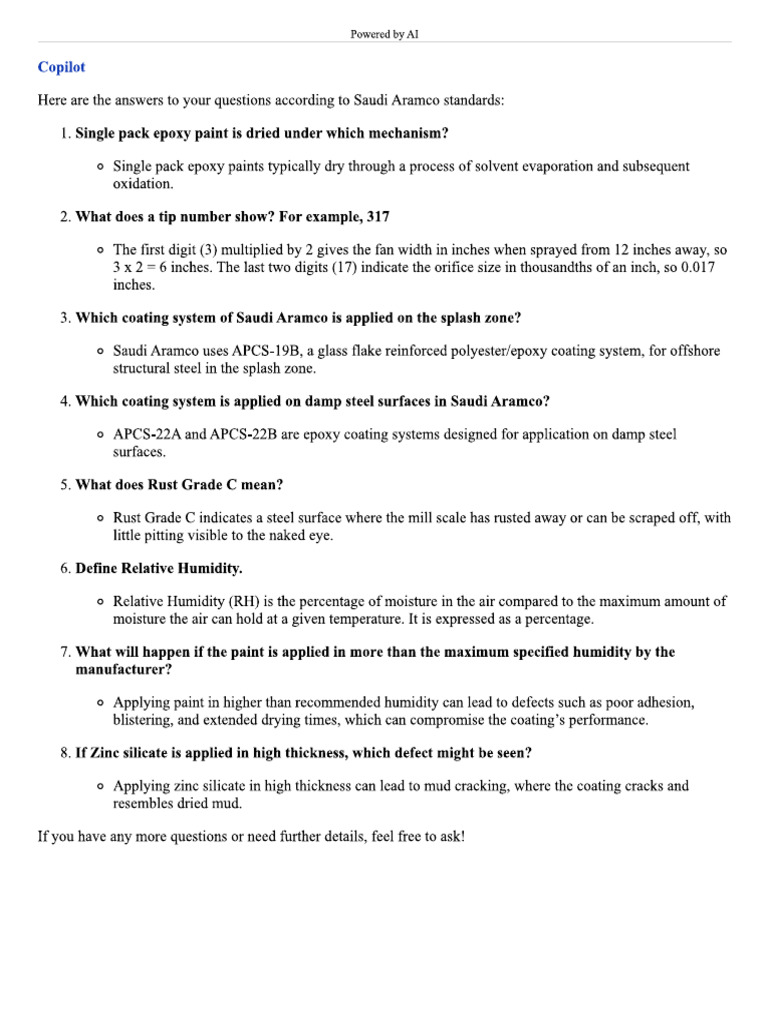 Question Answer Coating | PDF