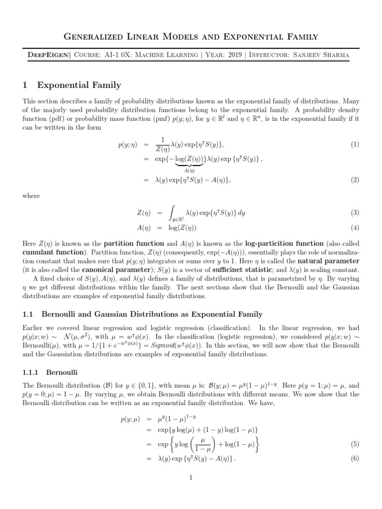 Generalized Linear Models and Exponential Family | PDF | Regression ...