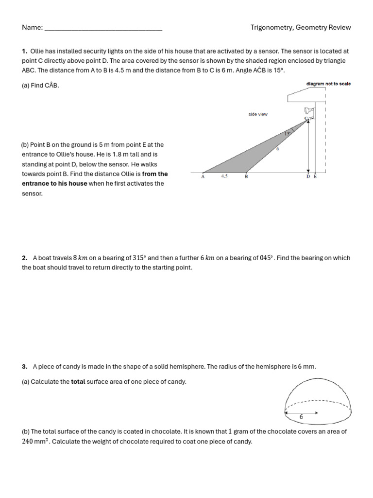 Trigonometry and Geometry Problem Set | PDF | Triangle | Trigonometry