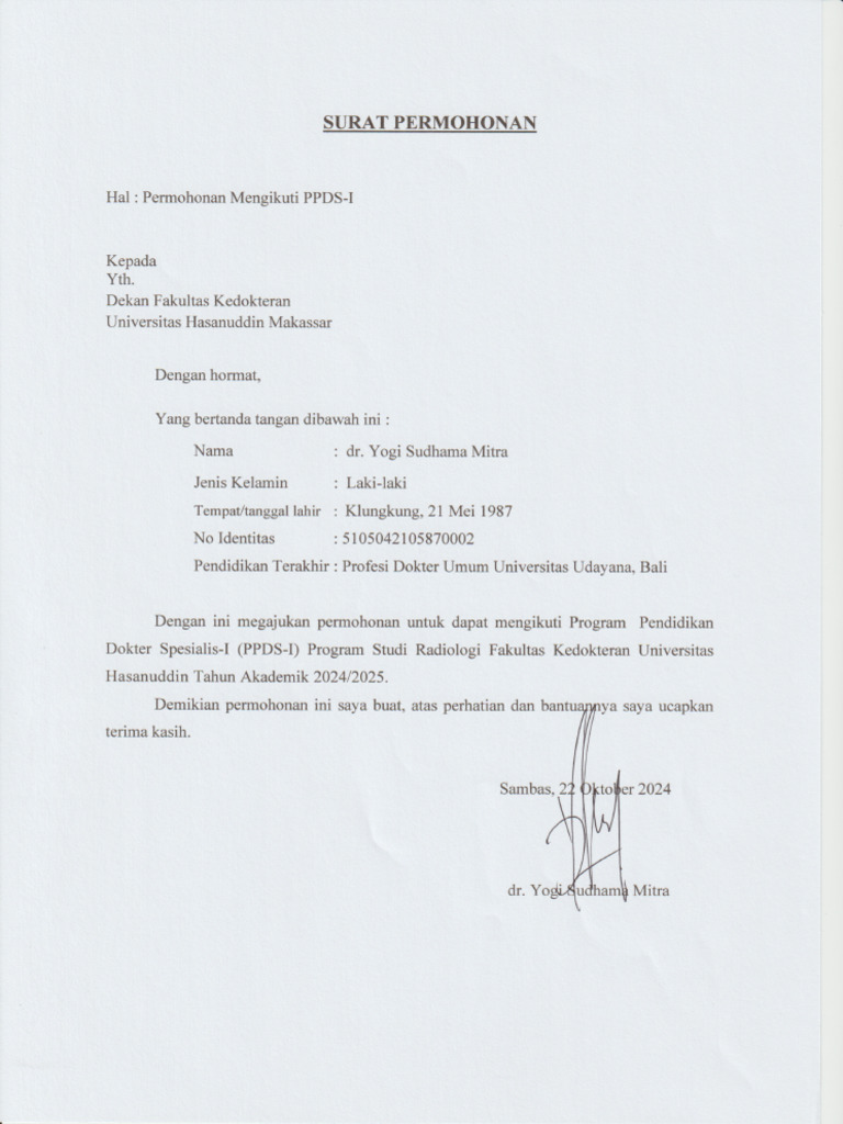 Scan - Surat Permohonan Ke Dekan | PDF