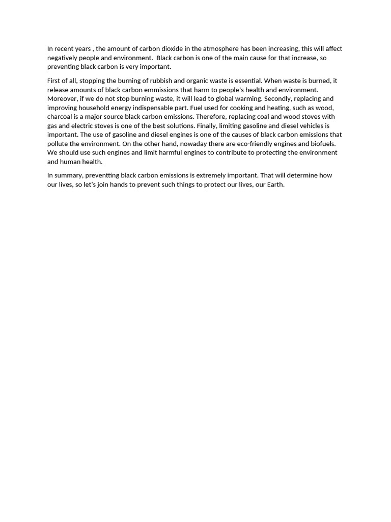 Ways To Reduce Black Carbon | PDF | Science & Mathematics