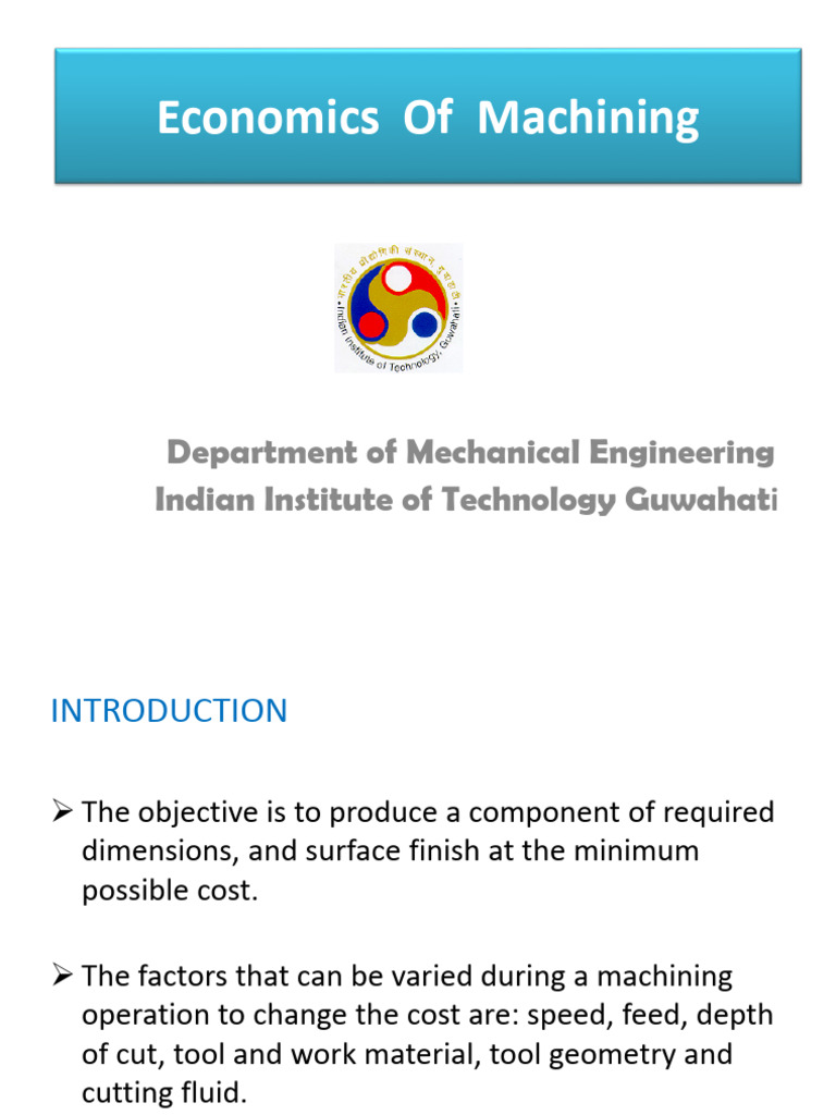Economics of Machining Costs Analysis | PDF | Mathematical Optimization ...