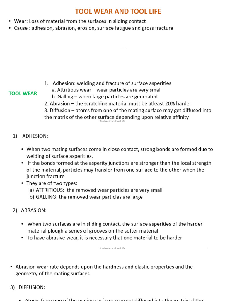 Tool Wear and Tool Life | PDF | Wear | Steel