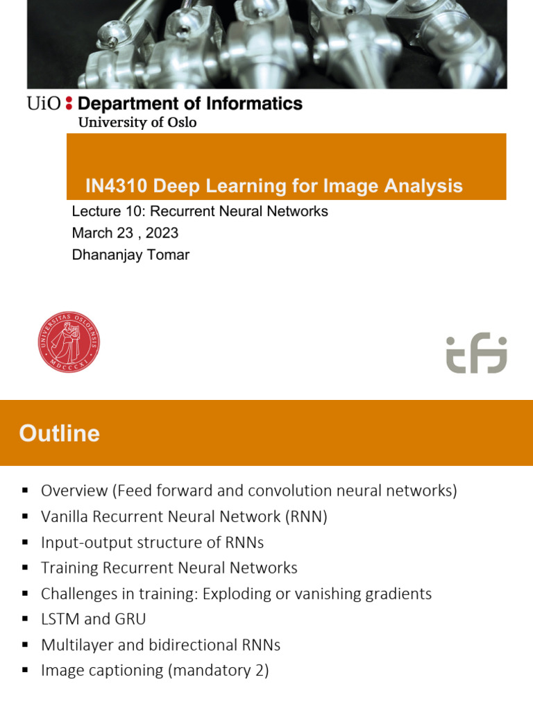 In4310 2023 Slides Rnns Part1 | PDF | Artificial Neural Network | Computational Science