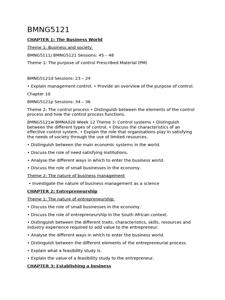 BMNG5121 Business Management Overview | PDF | Entrepreneurship ...