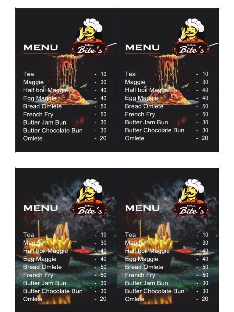 Menu Card - Small Bites | PDF