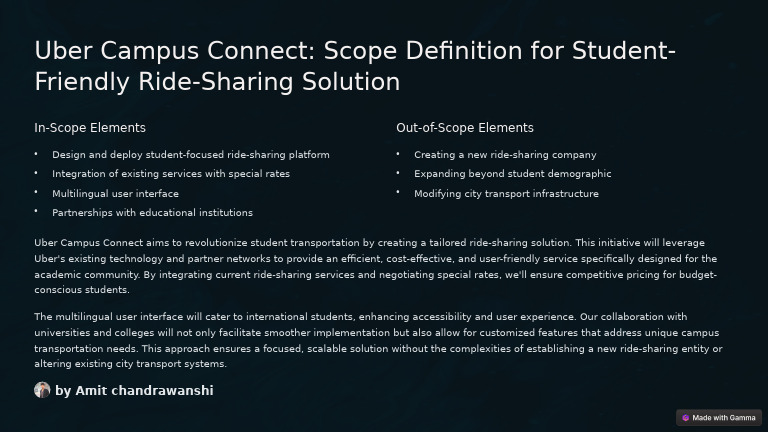 Uber Campus Connect Scope Definition For Student Friendly Ride Sharing ...