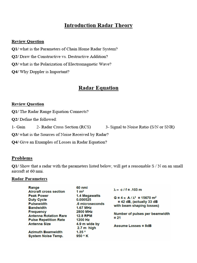 Comprehensive Radar Theory Overview | PDF | Radar | Antenna (Radio)