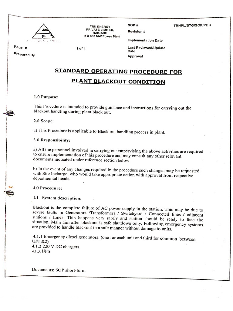 Blackout SOP | PDF