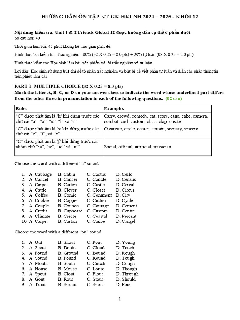 ÔN TẬP GHKI NH 24-25 - KHỐI 12 - HS | PDF | Security Hacker | Adolescence