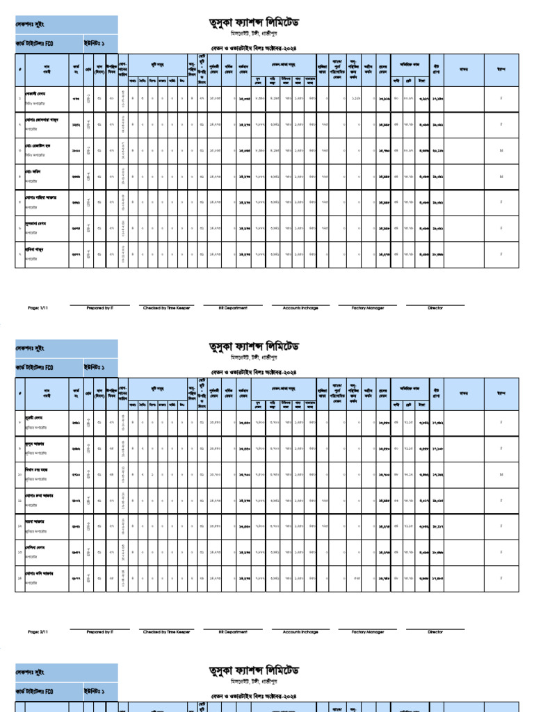 Worker Salary Sheet-Oct-2024 | PDF