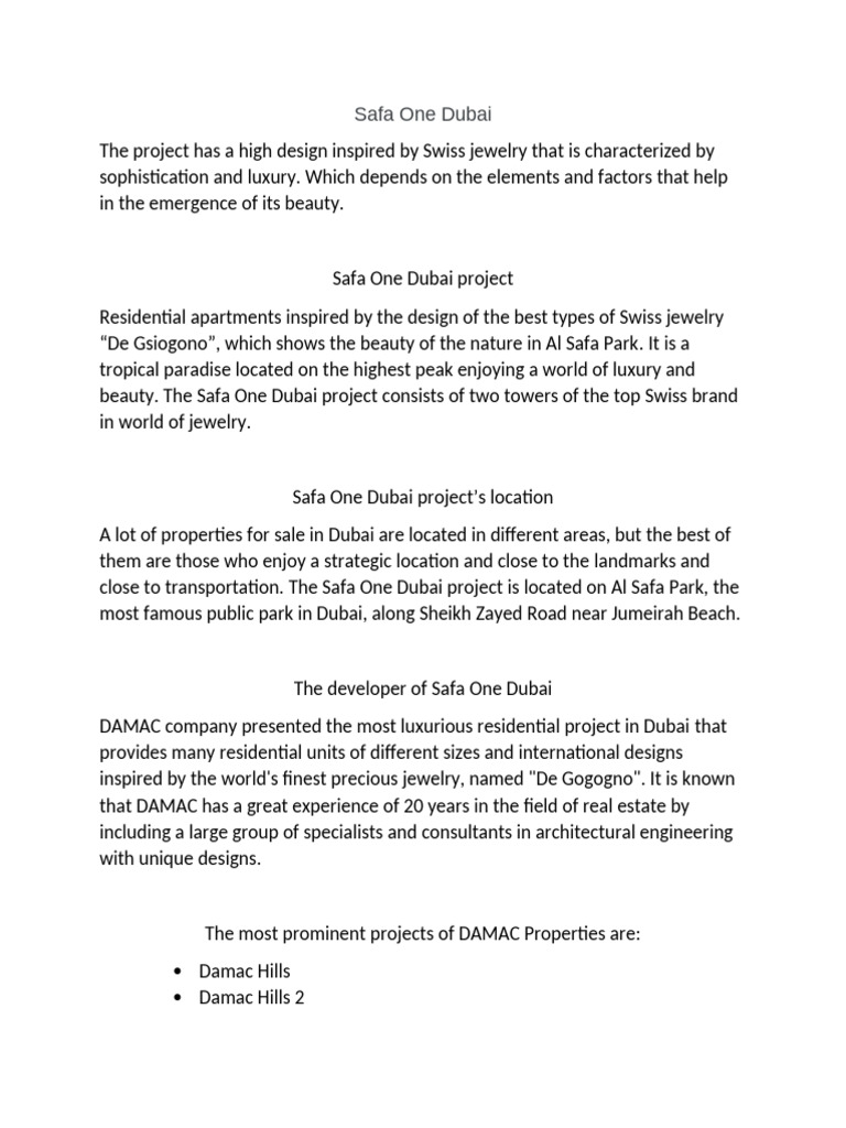 Safa One Dubai | PDF