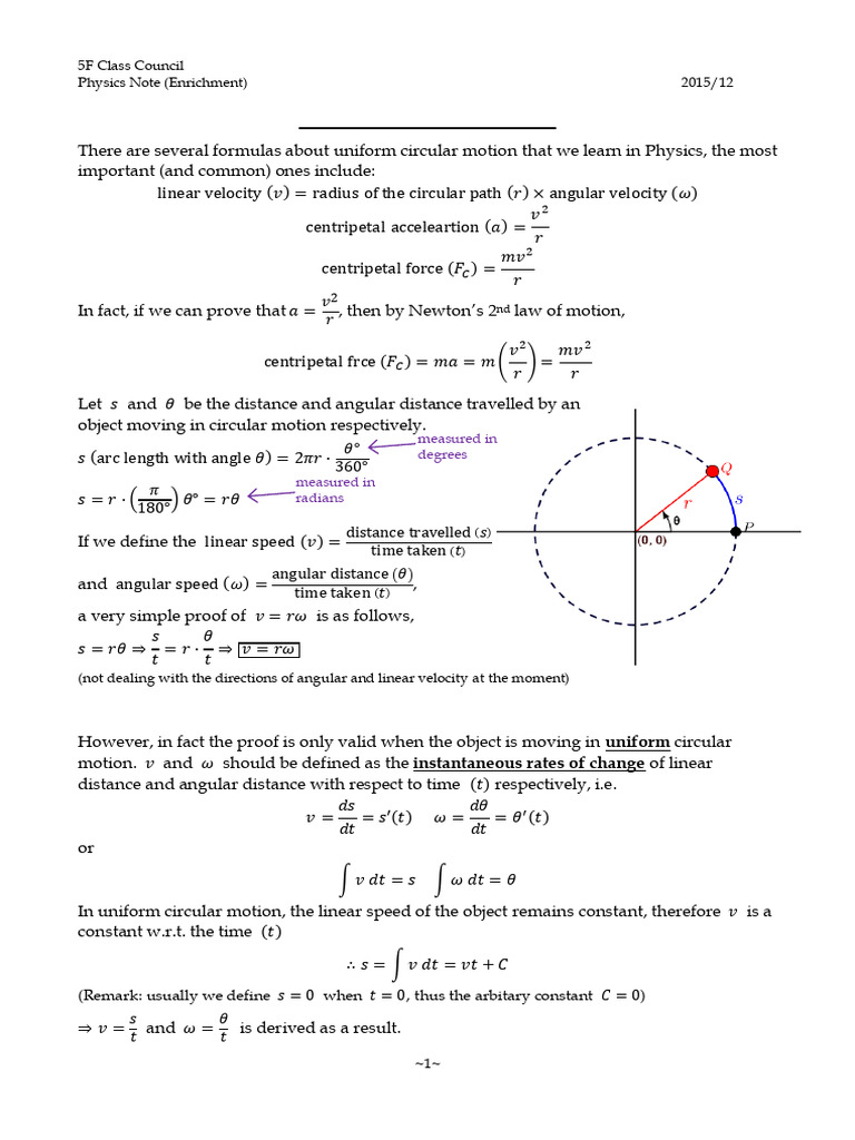Calculus and Circular Motion | PDF | Acceleration | Velocity