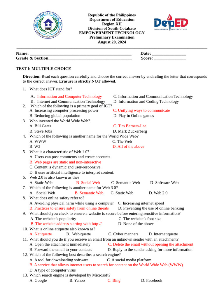 Prelim Exam Emtech | PDF | World Wide Web | Internet & Web