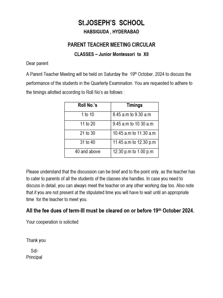 PTM - Circular JR - Montessori To XII | PDF