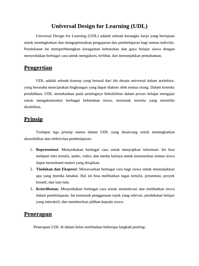 Rangkuman Singkat Terkait Universal Design For Learning | PDF