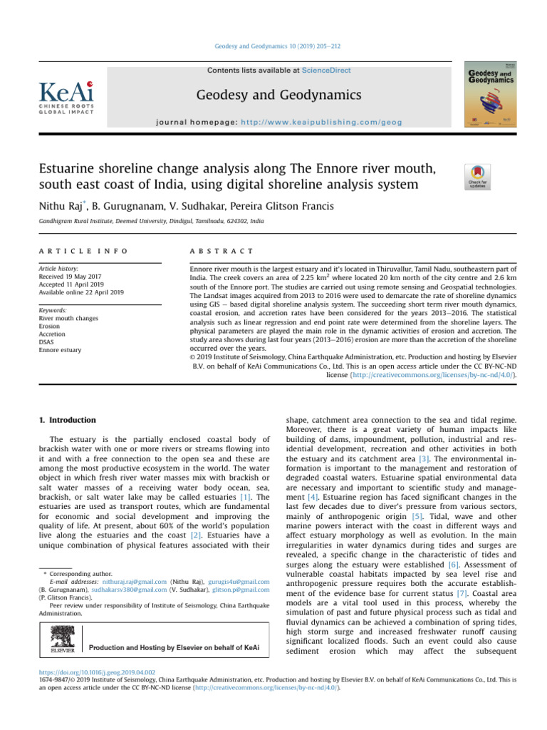 Ennore River Mouth Shoreline Dynamics Analysis | PDF | Estuary | Coast