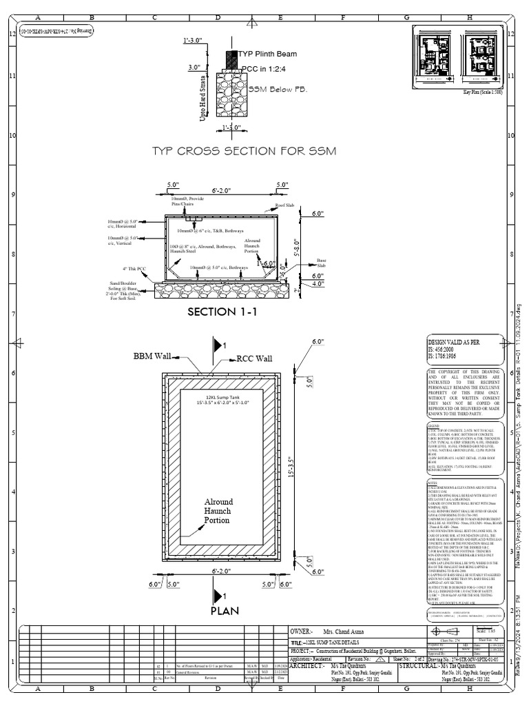 5 - 2 - 2 Sump Tank Details R-01 11 - 09 - 2024 Sheet 2 of 2 | PDF