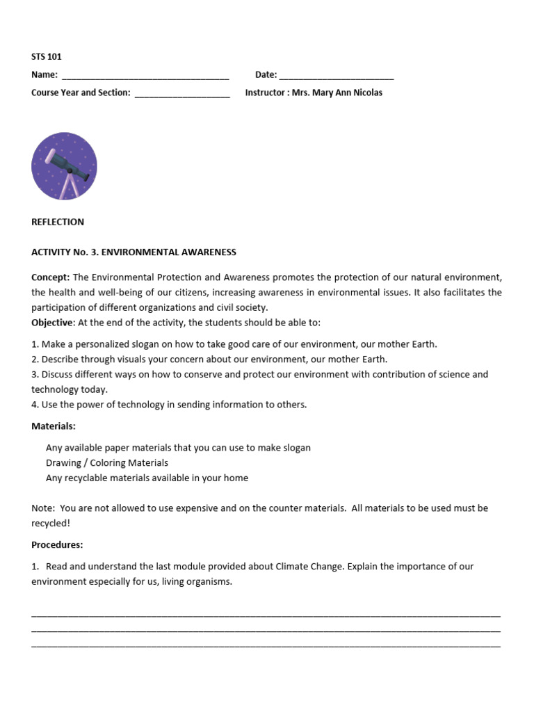Activity No. 3. Environmental Awareness Climate Change 1 | PDF ...