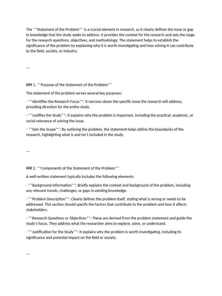 Statement of The Problem | PDF | Science | Cognition