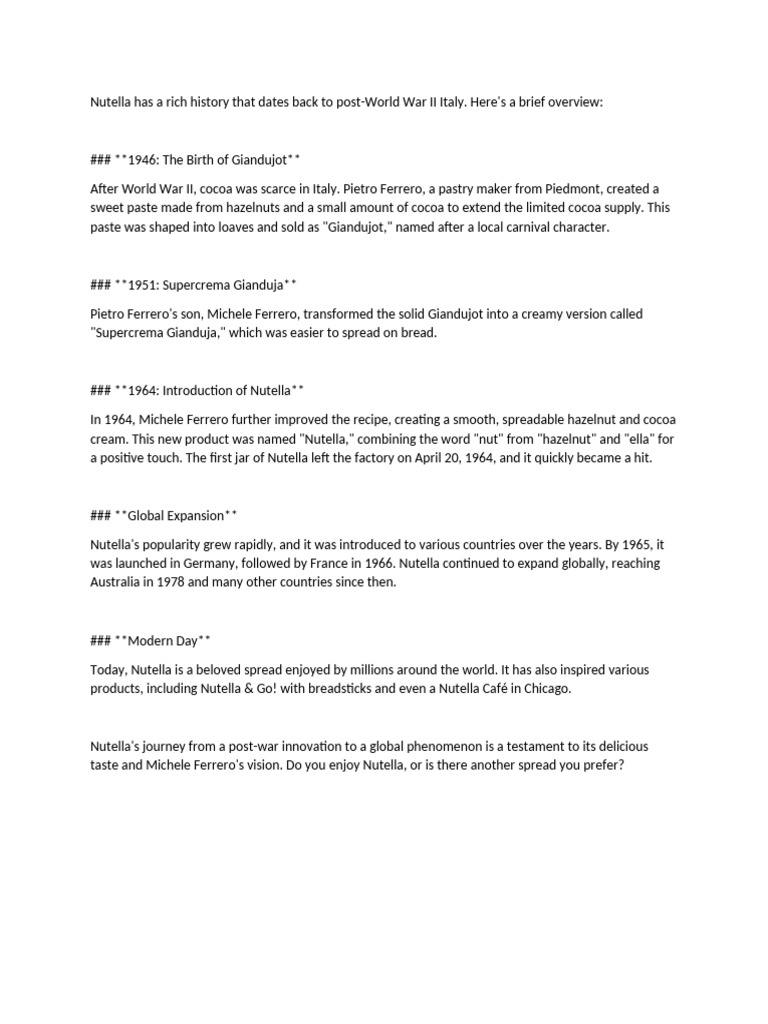 What Is The History of Nutella | PDF