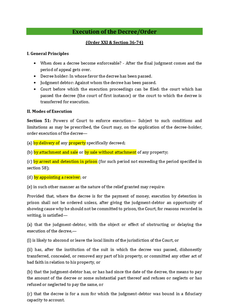 Handout 11 - Execution of Decree FINAL | PDF | Judgment (Law ...