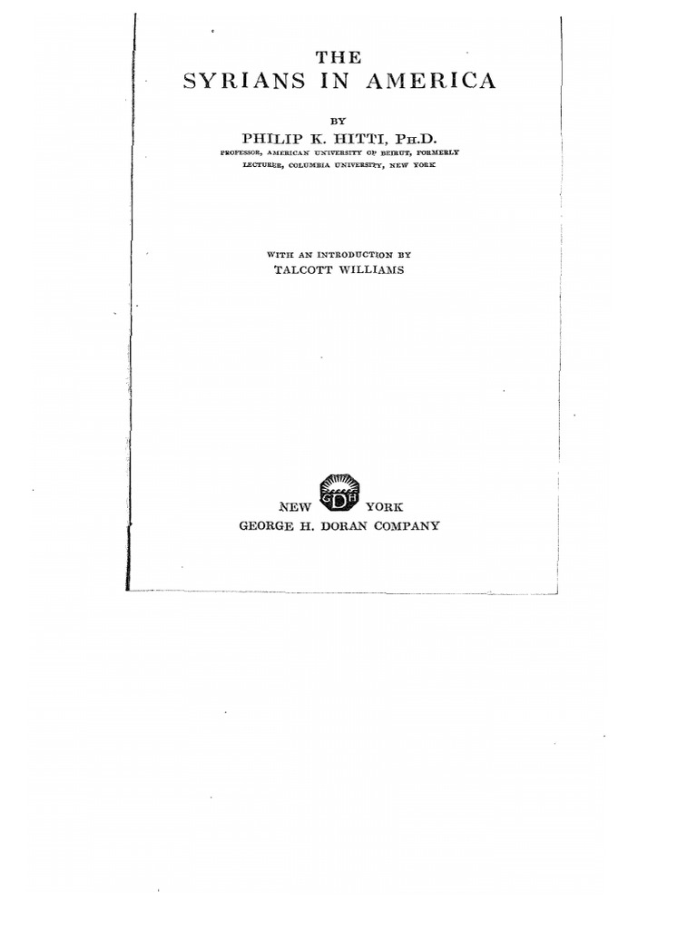 THE SYRIANS IN AMERICA 1924h | PDF