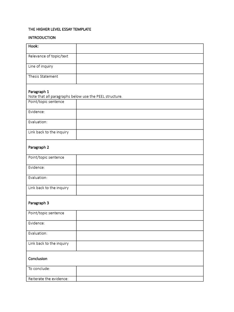 Template - The Higher Level Essay | PDF