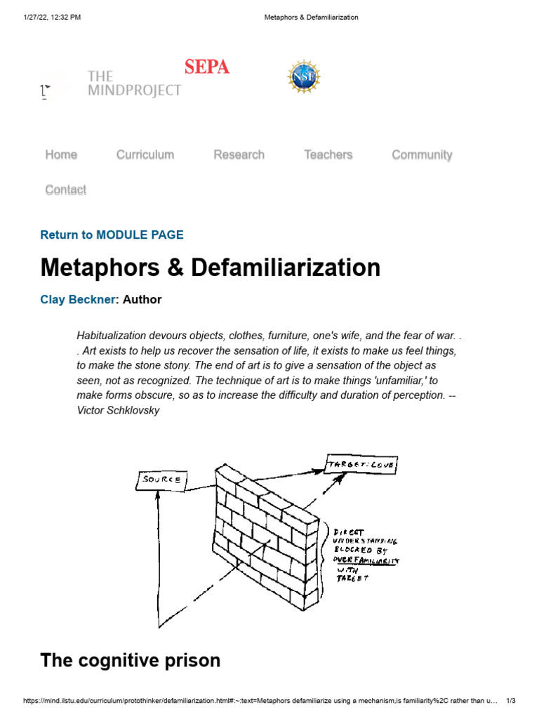 Metaphors & Defamiliarization | PDF | Metaphor | Perception