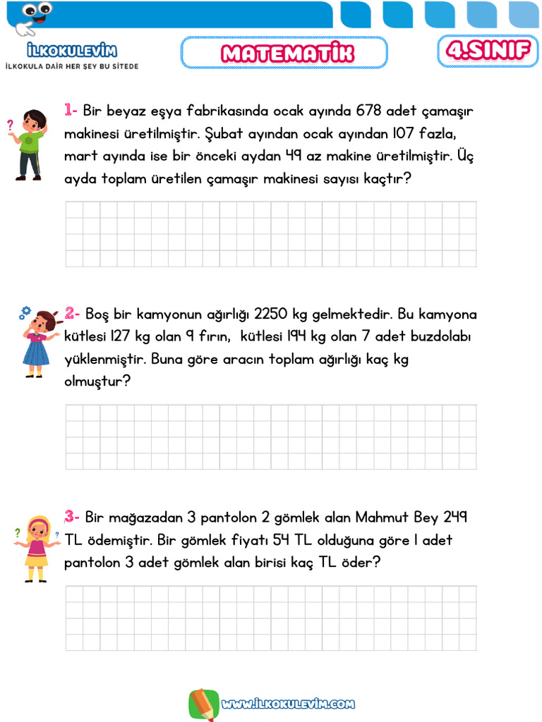 4 Sinif Matematik Karisik Problemler Online PDF | PDF