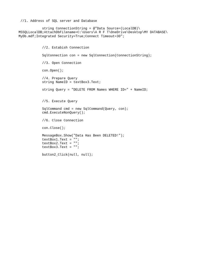 How To Delete Entry From Database | PDF